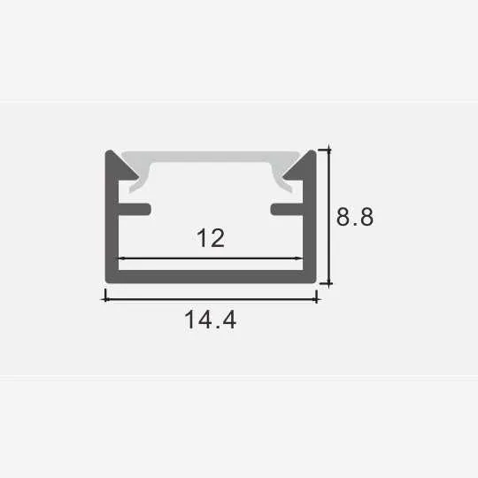 M506-C CRNI Aluminijumski profil za LED trake nadgradni set sa difuzerom 2000×14 4×8 8mm Mitea Lighting