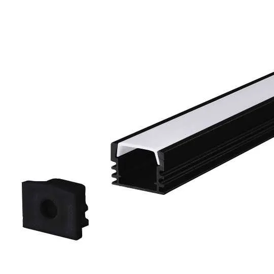 M505-C crni aluminijumski profil za LED trake nadgradni 2000×17 4×12 1mm set sa difuzerom Mitea Lighting