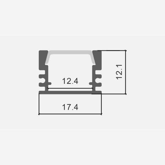 M505 Aluminijumski profil za LED trake nadgradni set sa difuzerom 2000×17 4×12 1mm Mitea Lighting