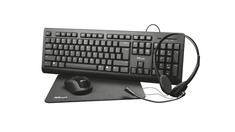 Trust KOMPLET TASTATURA+MIŠ+SLUŠALICE+PODLOGA Crni PRIMO 4-IN-1 24260