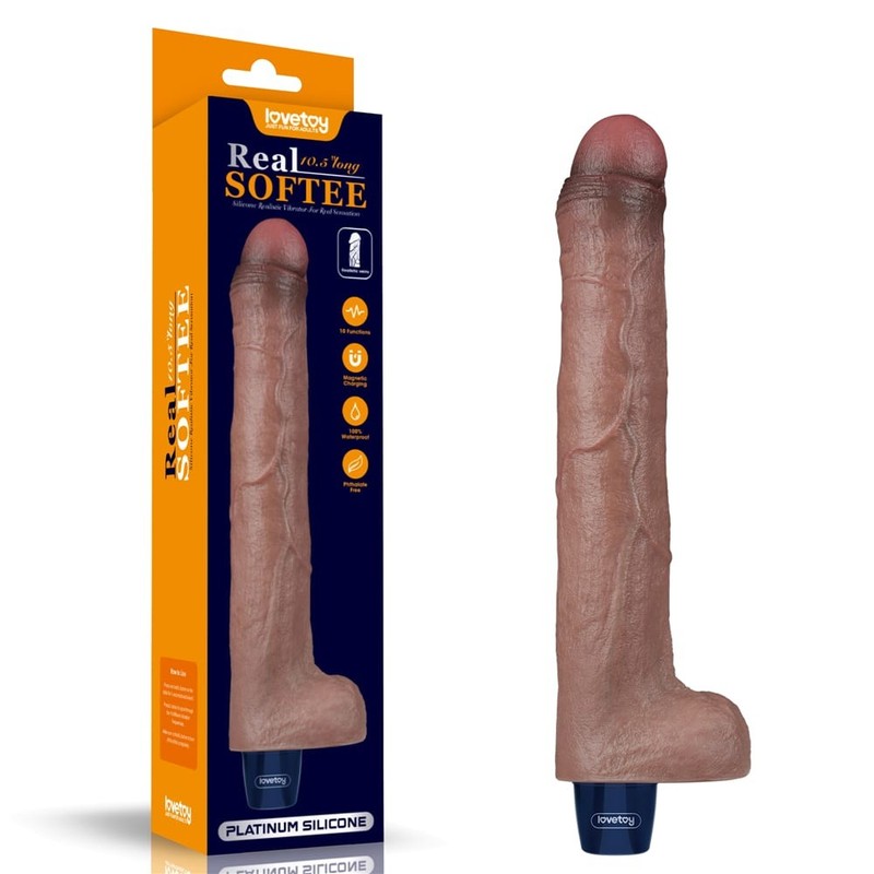 10.5" REAL SOFTEE Rechargeable Silicone Vibrating Dildo Lvtoy00715