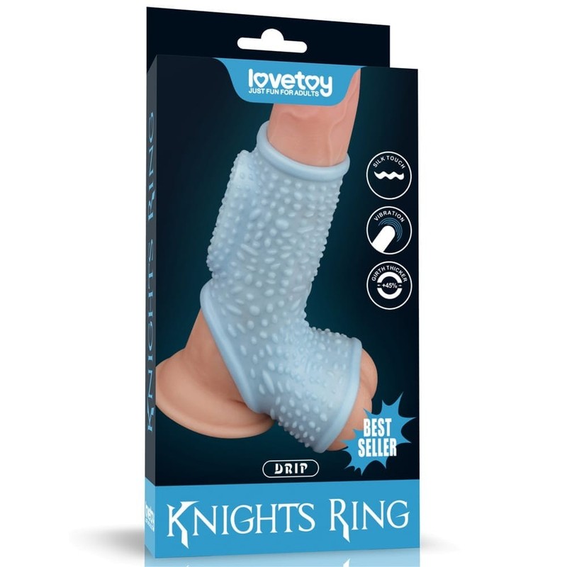 Vibrating Drip Knights Ring with Scrotum Sleeve Blue Lvtoy00662