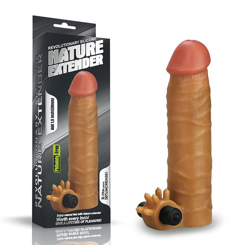 Add 1.5inch Vibrating Silicone Extender Brown Lvtoy00699