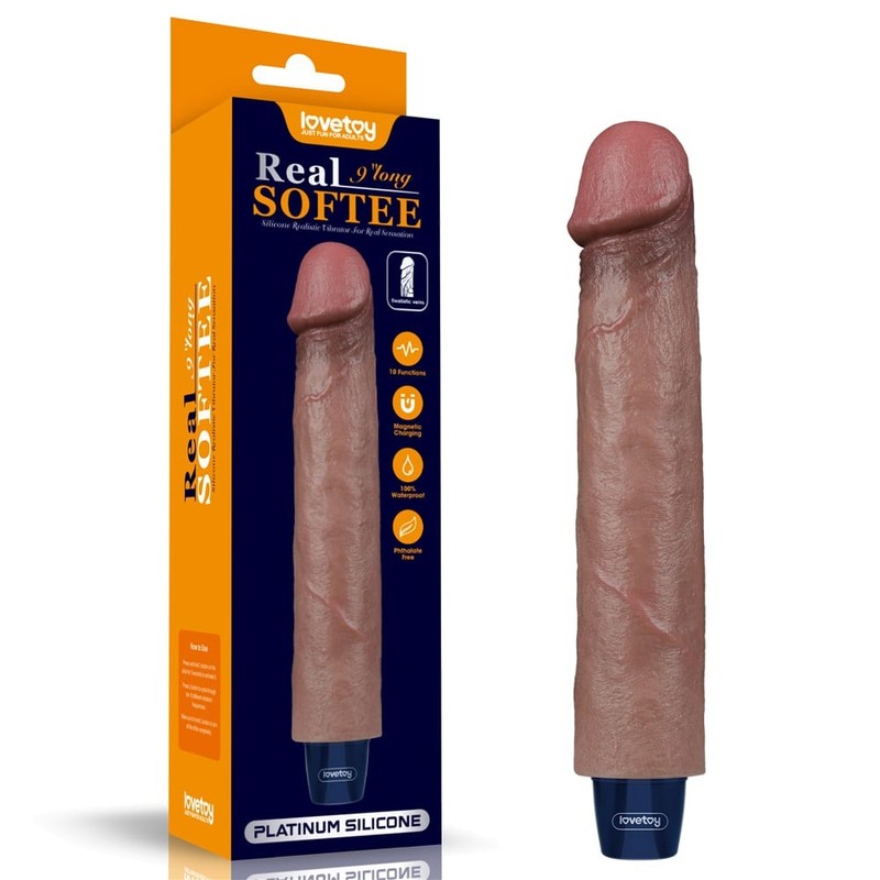 9" REAL SOFTEE Rechargeable Silicone Vibrating Dildo Lvtoy00713