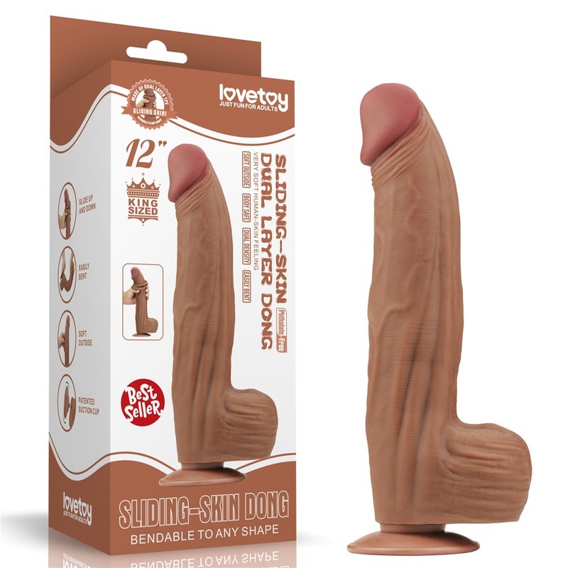 12'' King Sized Sliding Skin Dual Layer Dong Brown Lvtoy00685