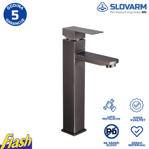 Jednoručna slavina za lavabo – visoka – Slovarm – SIVA