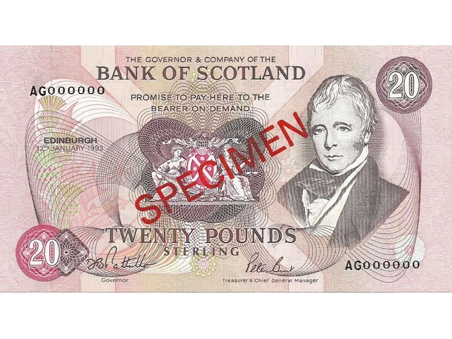 SCOTLAND 20 pounds 1993. UNC Specimen