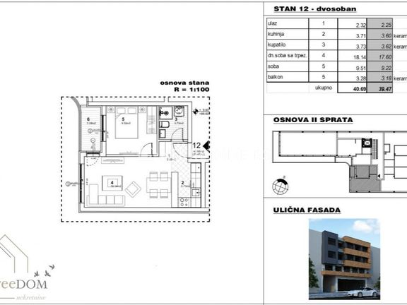 Dvosoban stan 41m2 u izgradnji - kvalitetna zgrada, pouzdan investitor