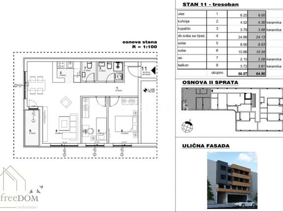 Trosoban stan 67m2 u izgradnji - kvalitetna zgrada, pouzdan investitor