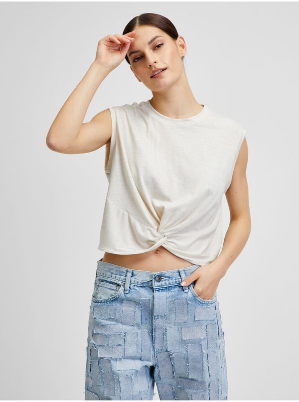 CREAM BRINDLE CROP TOP VERO MODA JUNE - WOMEN