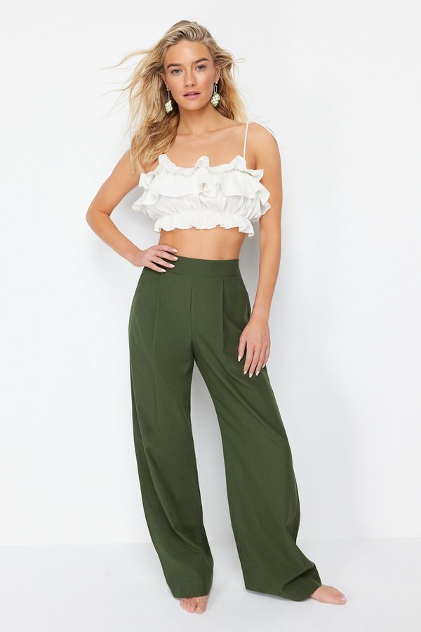 TRENDYOL KHAKI WOVEN 100% COTTON TROUSERS