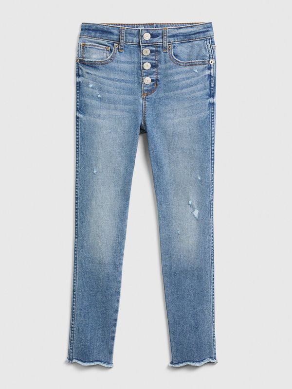 GAP KIDS JEANS JEGGINGS HIGH RISE DISTRESSED ANKLE WITH MAX STRETCH - GIRLS