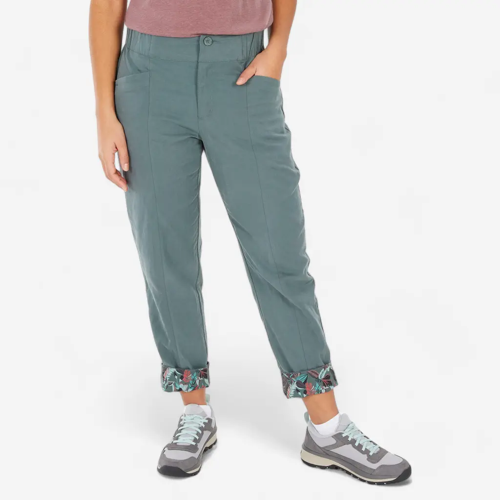 Pantalone za planinarenje NH500 lanene ženske - kaki