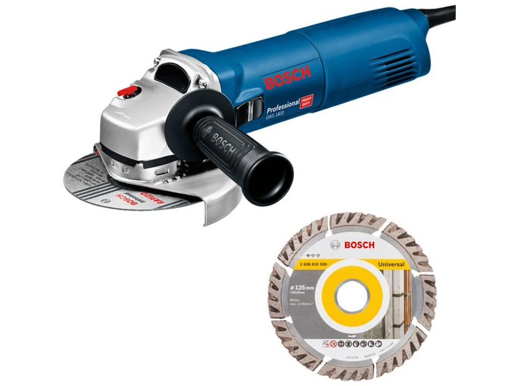 Bosch ugaona brusilica GWS 1400, 1400W, 125mm + dijamantska rezna ploča (0615990N1V)