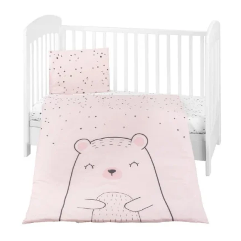 Kikka Boo posteljina za krevetac 3u1 Bear with Me, Pink