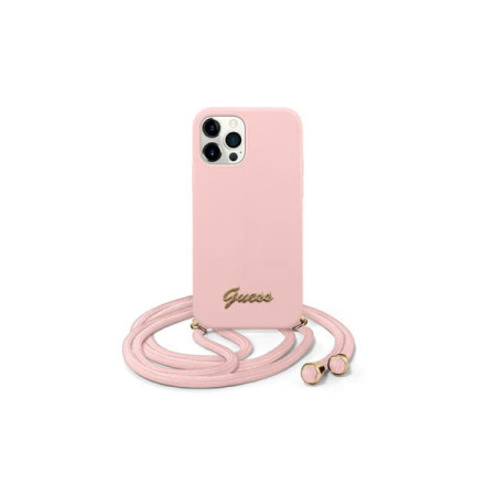 Guess Futrola za iPhone 12/12 Pro Pink Metal Logo Cord ( GSM117990 )