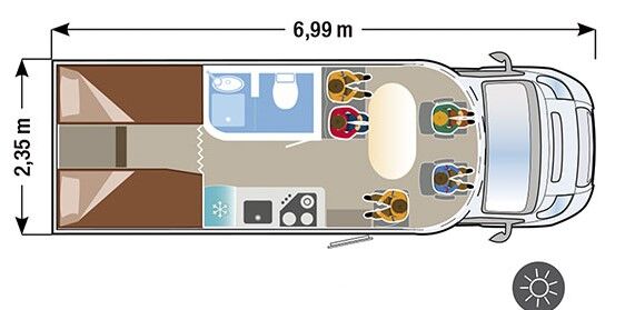 Nova FIAT Ilusion XMK 695 Queensbett und Hubbett kuća na točkovima