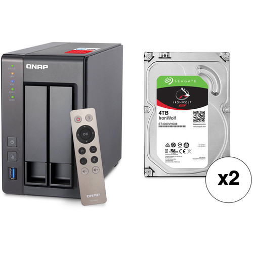 QNAP TS-251+ 8TB 2-Bay NAS Enclosure Kit with Seagate NAS Drives (2 x 4TB)