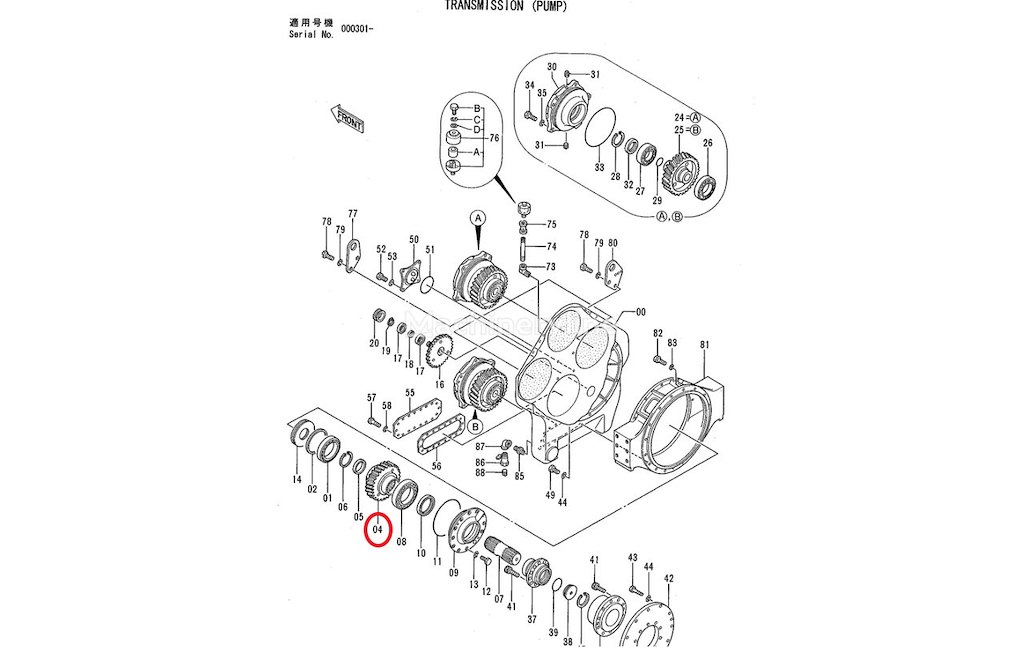 GEAR Hitachi 2022521 za Hitachi EX3500 bagera