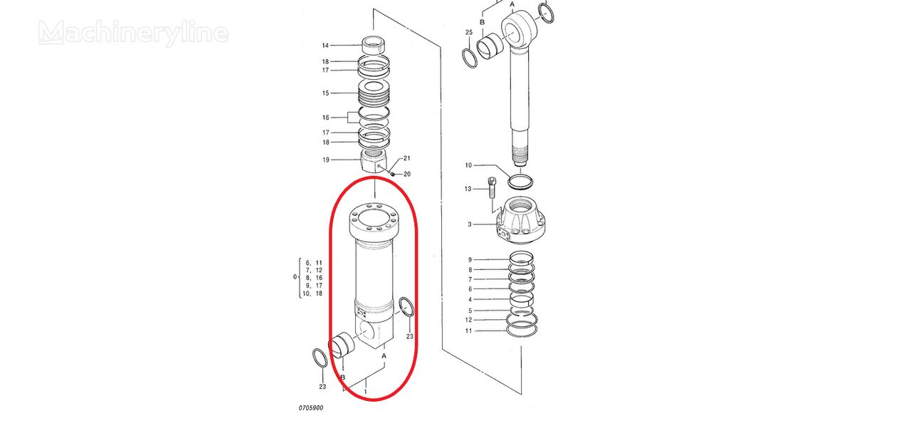 TUBE CYL. Hitachi 0705901 za Hitachi EX2500 EX2500-5 EX2500-6 EX2600-6BH EX2600-6LD EX2600E-6BH bagera