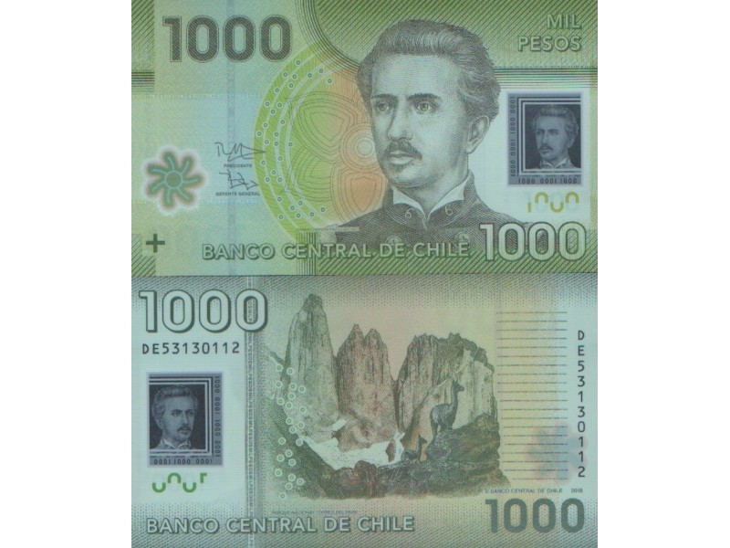 CHILE ČILE 1000 Pesos P-161 2020 UNC Polymer