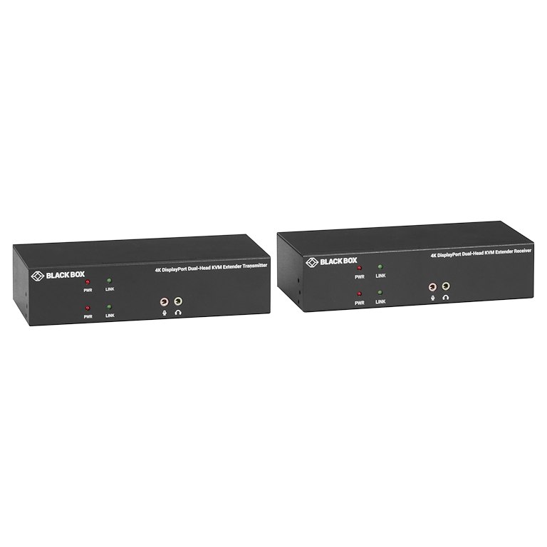 Black Box KVM Extender over Fiber - 4K, Dual-Head, DisplayPort, USB 2.0, Serial, Audio, Local Video