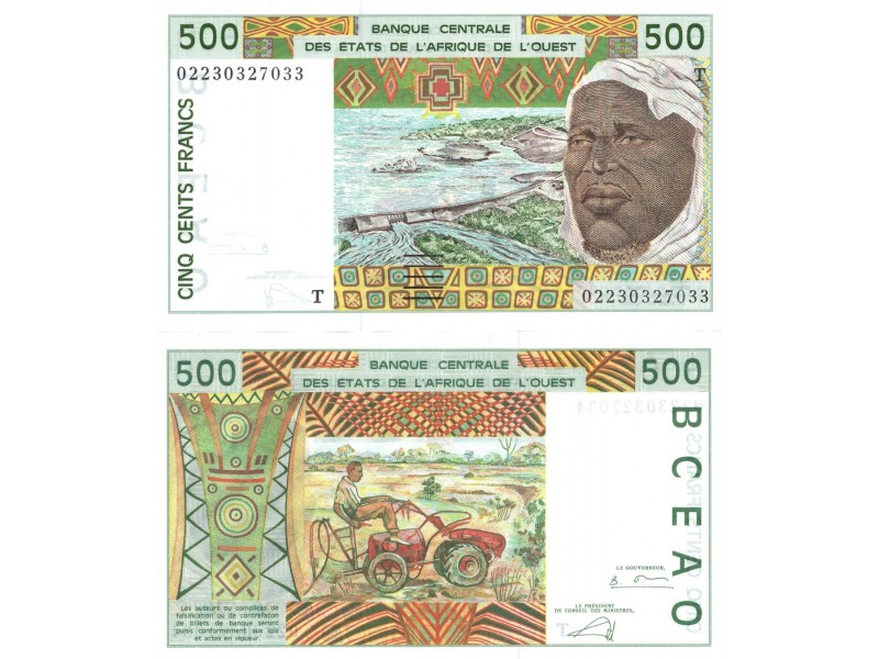 TOGO (West African States) `T` 500 Francs 20