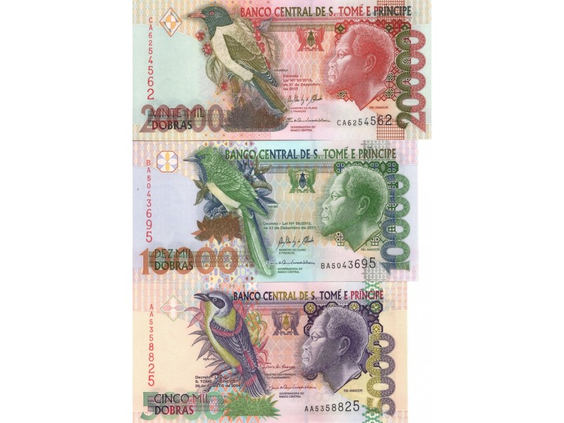 Sao Tome 5.000, 10.000 i 20.000 Dobras 2004/2013 UNC