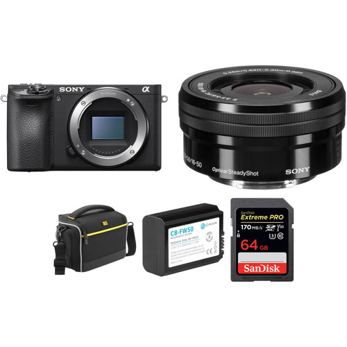 Sony Alpha a6500 Mirrorless Digital Camera with 16-50mm Lens and Free Accessory Kit