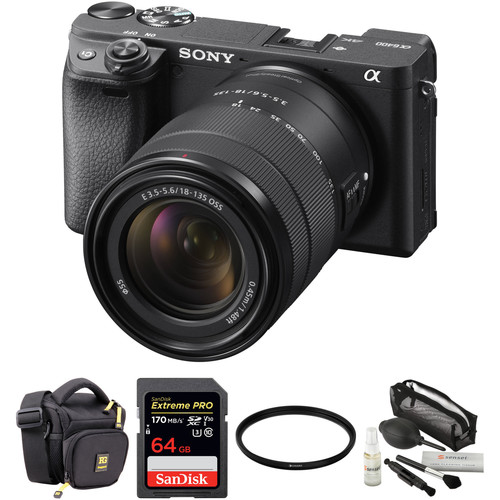 Sony Alpha a6400 Mirrorless Digital Camera with 18-135mm Lens and Accessories Kit