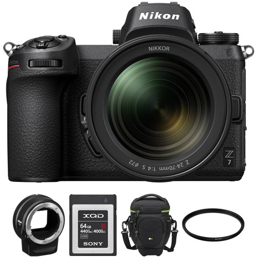 Nikon Z 7 Mirrorless Digital Camera with 24-70mm Lens, FTZ Mount Adapter, and Bag Kit