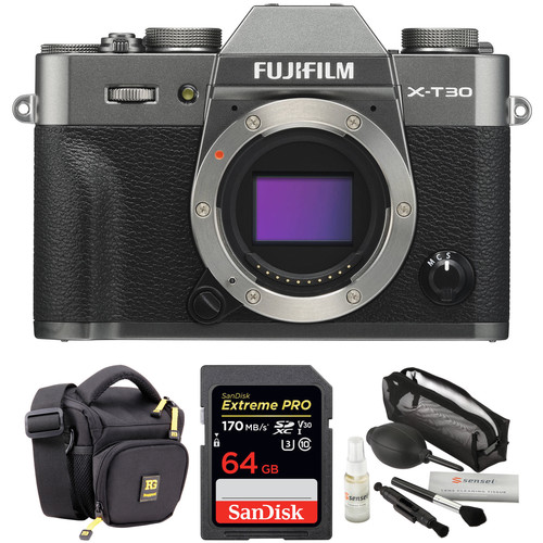 FUJIFILM X-T30 Mirrorless Digital Camera Body with Accessories Kit (Charcoal Silver)