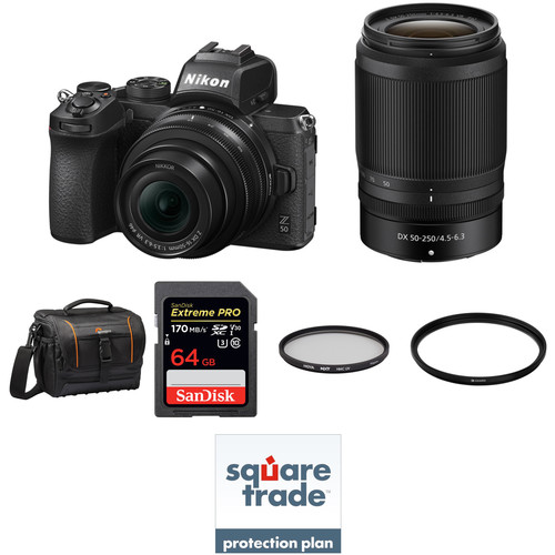 Nikon Z 50 Mirrorless Digital Camera with 16-50mm and 50-250mm Lenses Deluxe Kit