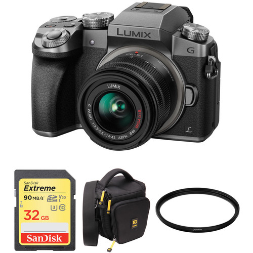 Panasonic Lumix DMC-G7 Mirrorless Micro Four Thirds Digital Camera with 14-42mm Lens and Accessory Kit (Silver)