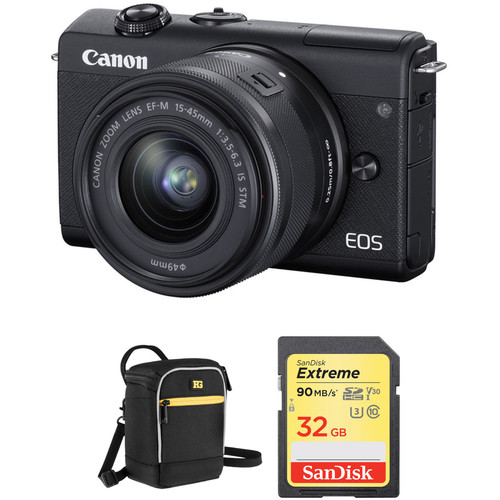 Canon EOS M200 Mirrorless Digital Camera with 15-45mm Lens and Accessories Kit (Black)