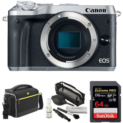 Canon EOS M6 Mirrorless Digital Camera Body with Accessory Kit (Silver)