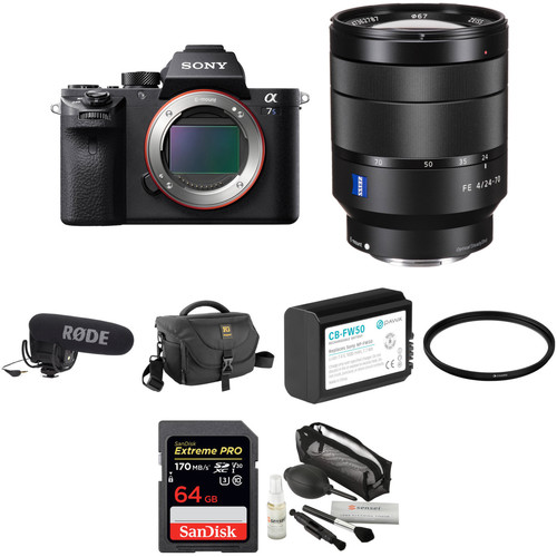 Sony Alpha a7S II Mirrorless Digital Camera with 24-70mm f/4 Lens, Mic, and Accessories Kit