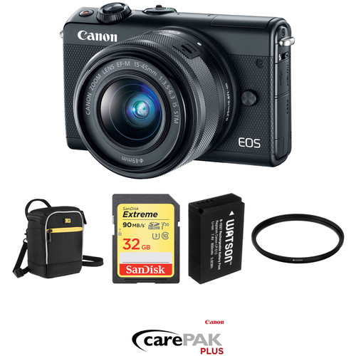 Canon EOS M100 Mirrorless Digital Camera with 15-45mm Lens Deluxe Kit (Black)