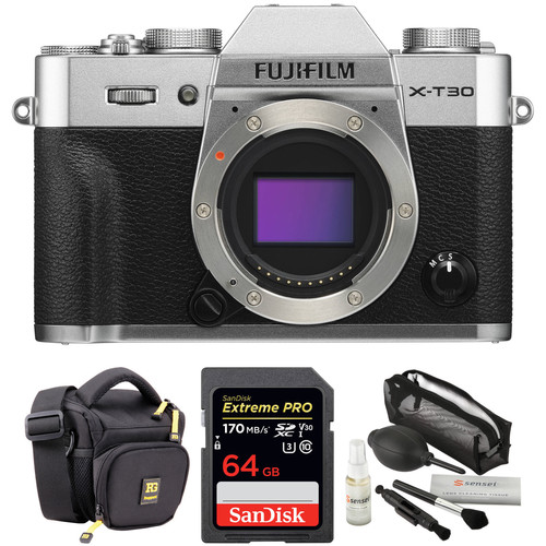 FUJIFILM X-T30 Mirrorless Digital Camera Body with Accessories Kit (Silver)