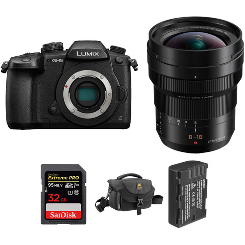 Panasonic Lumix DC-GH5 Mirrorless Micro Four Thirds Digital Camera with 8-18mm Lens and Accessories Kit