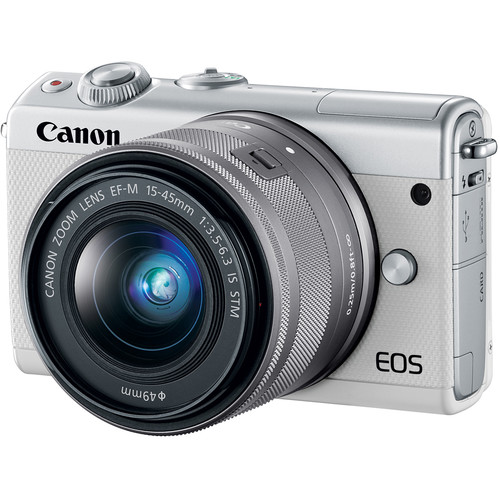 Canon EOS M100 Mirrorless Digital Camera with 15-45mm Lens Deluxe Kit (White)