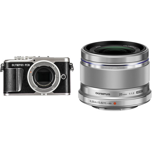 Olympus PEN E-PL9 Mirrorless Digital Camera with 25mm f/1.8 Lens Kit (Black Camera/Silver Lens)