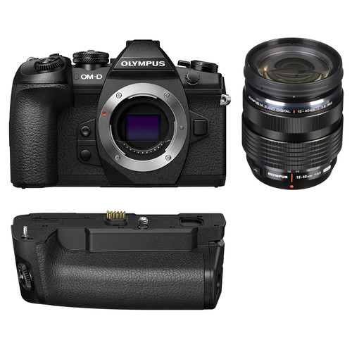 Olympus OM-D E-M1 Mark II Mirrorless Micro Four Thirds Camera with 12-40mm f/2.8 Lens and Battery Grip Kit