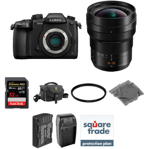 Panasonic Lumix DC-GH5 Mirrorless Micro Four Thirds Digital Camera with 8-18mm Lens Deluxe Kit