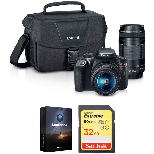 Canon EOS Rebel T6 DSLR Camera with 18-55mm and 75-300mm Lenses and Free Accessory Kit