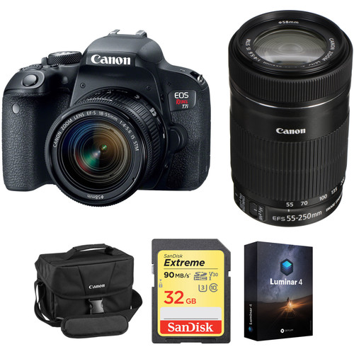 Canon EOS Rebel T7i DSLR Camera with 18-55mm and 55-250mm Lenses and Accessories Kit