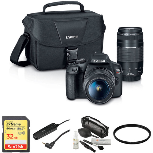 Canon EOS Rebel T7 DSLR Camera with 18-55mm and 75-300mm Lenses Basic Kit