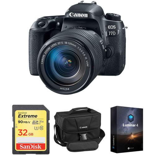 Canon EOS 77D DSLR Camera with 18-135mm USM Lens and Accessory Kit