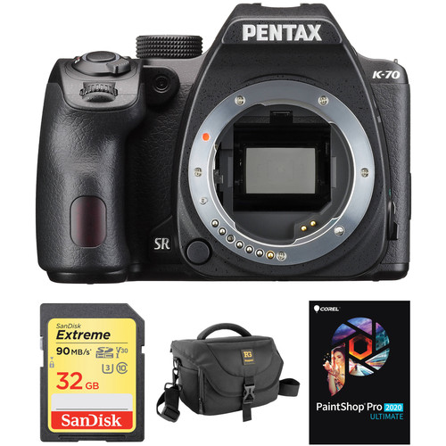 Pentax K-70 DSLR Camera Body with Accessory Kit (Black)