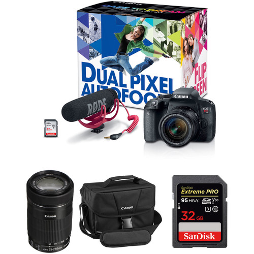 Canon EOS Rebel T7i DSLR Camera with 18-55mm and 55-250mm Lenses Video Creator Kit